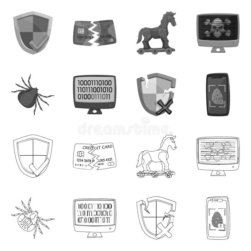 Vector Illustration of Virus and Secure Logo. Set of Virus and Cyber ...