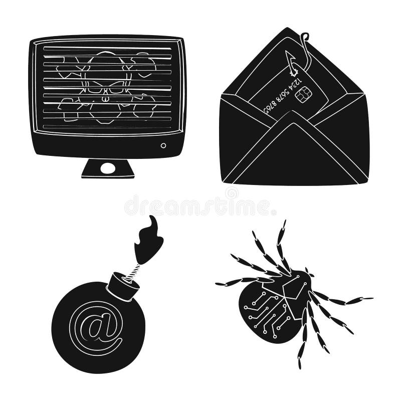 Vector Design of Virus and Secure Icon. Set of Virus and Cyber Stock ...