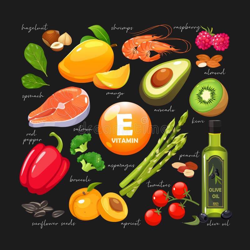 Vitamin E-enriched Products Stock Vector - Illustration of nutrition ...