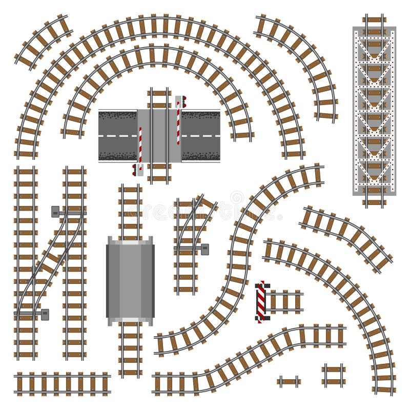 Satz Der BahnDraufsicht Der Teile, Der Schiene Oder Der Eisenbahn ...