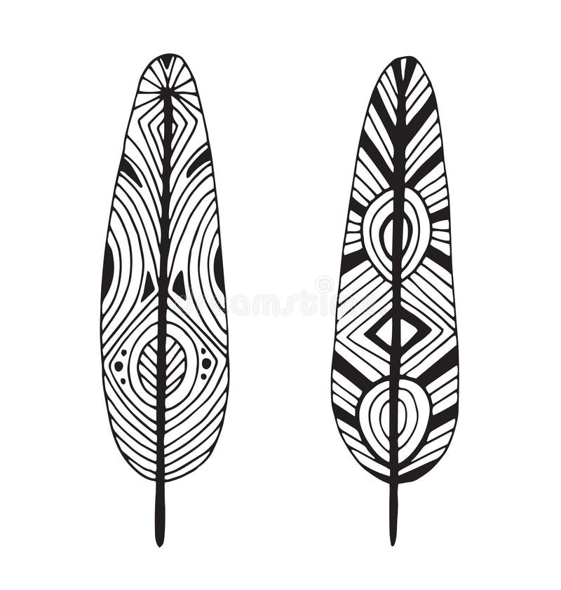 Vector Illustration Von Federn Im Schwarzen Und in Der Wightgraphikart ...