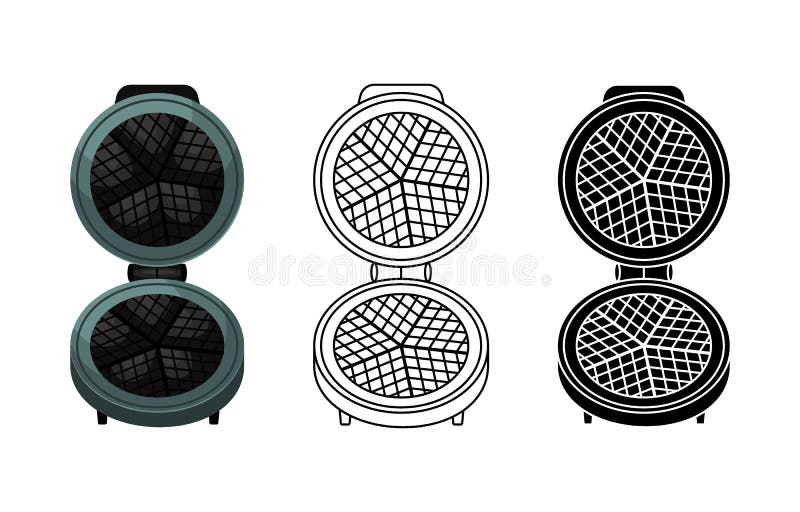 Vector Illustration of a Waffle Iron for Round Belgian Waffles. Flat ...