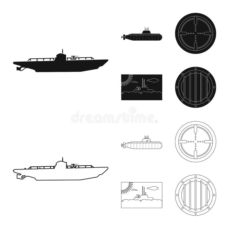 Vector Illustration of War and Ship Icon. Set of War and Fleet Stock ...
