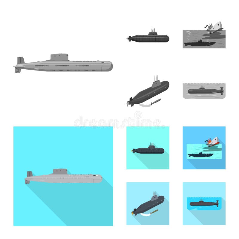 Vector Illustration of War and Ship Icon. Set of War and Fleet Stock ...