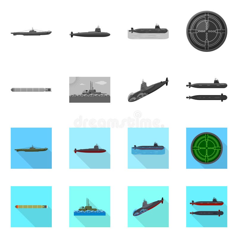 Vector Illustration of War and Ship Sign. Set of War and Fleet Stock ...