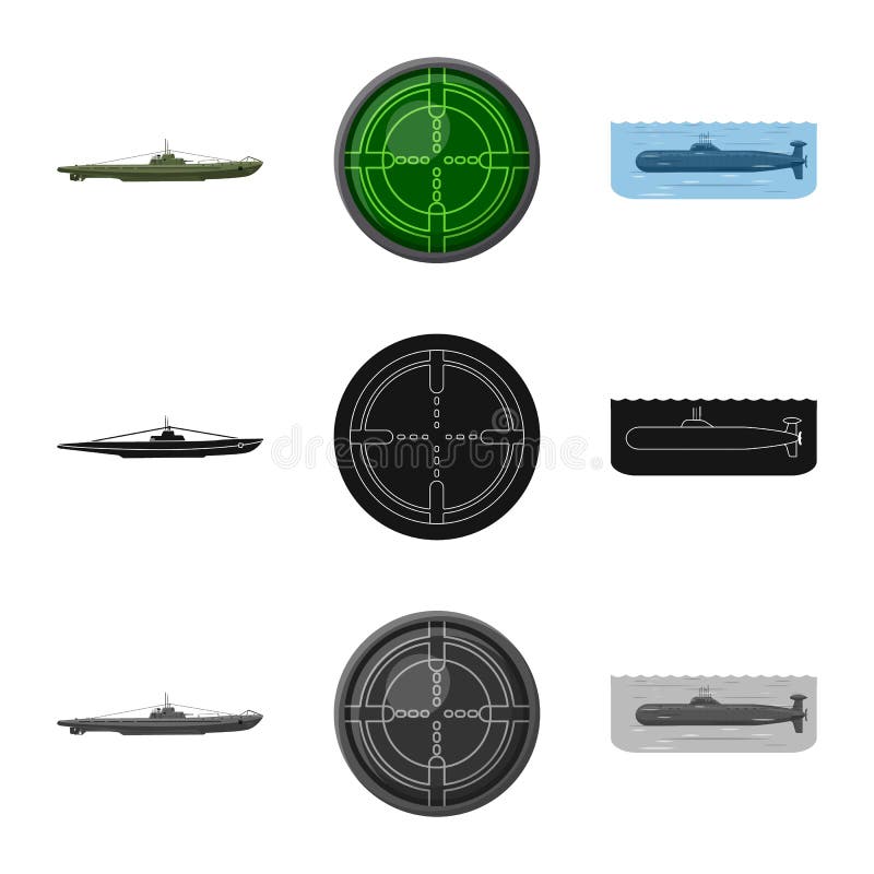Vector Illustration of War and Ship Symbol. Set of War and Fleet Stock ...