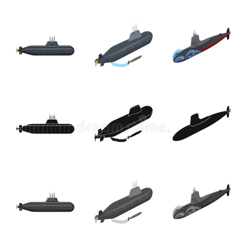 Vector Illustration of War and Ship Symbol. Set of War and Fleet Vector ...