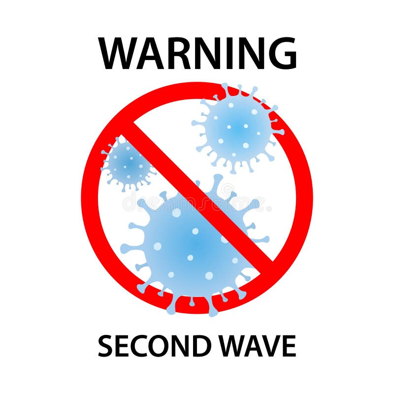 Vector Illustration of Warning Sign Second Wave of Coronavirus Covid-19 ...