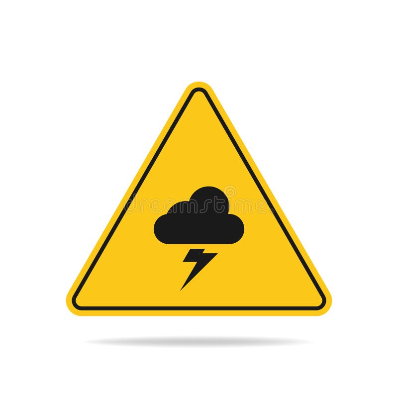 The Vector Illustration of a Warning Sign of a Thunderstorm is on a ...