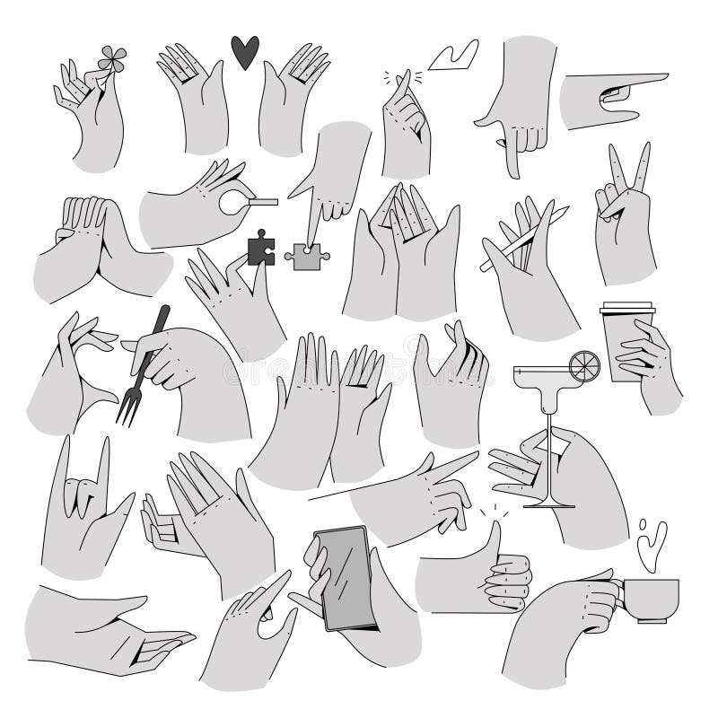A Set of Twenty-six Beautiful Hands in Different Positions. Stock ...