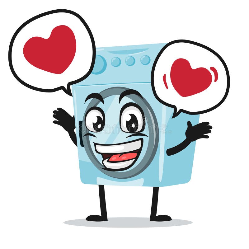 Vector Illustration of Washing Machine Mascot or Character Stock Vector ...