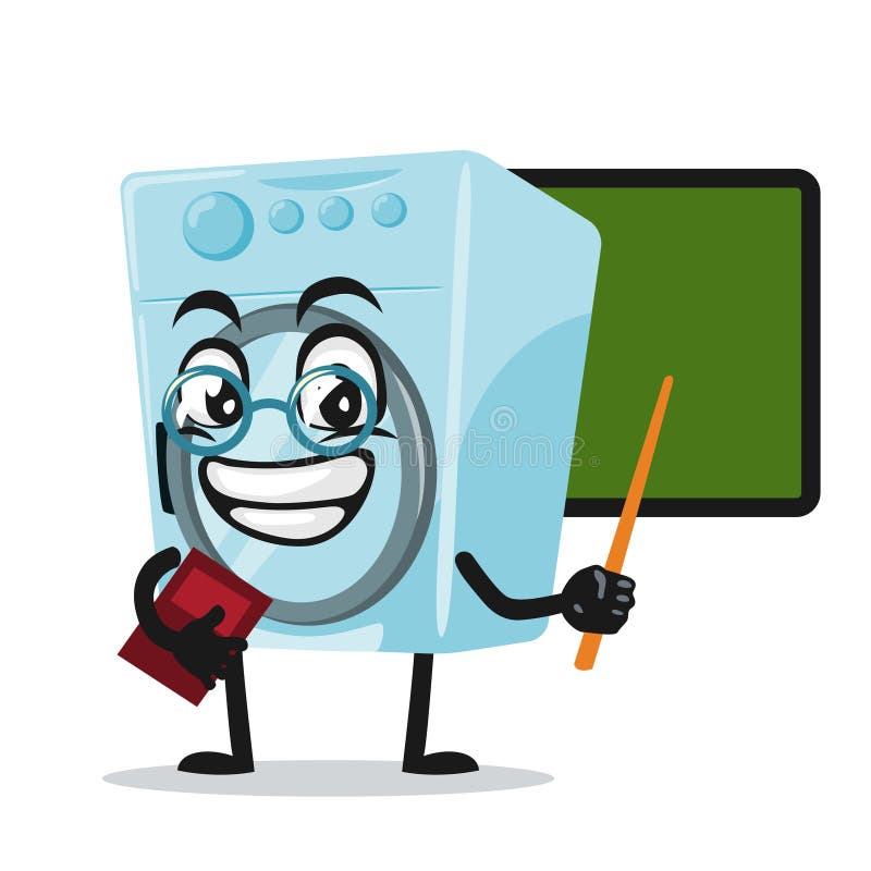 Vector Illustration of Washing Machine Mascot or Character Stock Vector ...