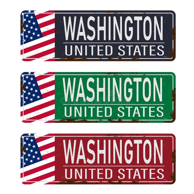 Vector Illustration of the Washington Road Sign on Metallic Posts Stock ...