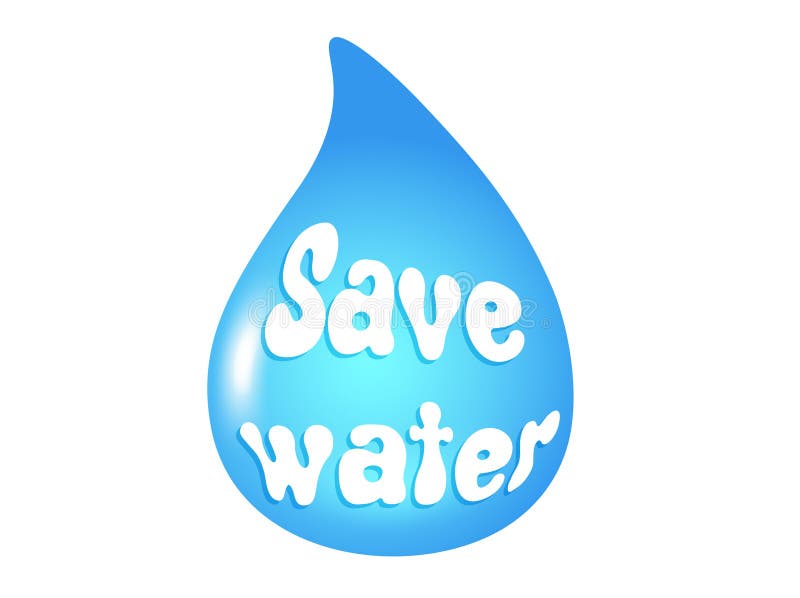 Vector Illustration of Water Drops with Text of Save Water. Vector Icon ...