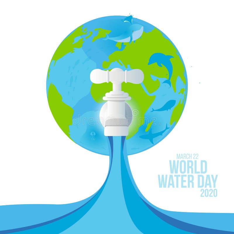 Vector Illustration Of Water Tap With The Earth Globe On White ...