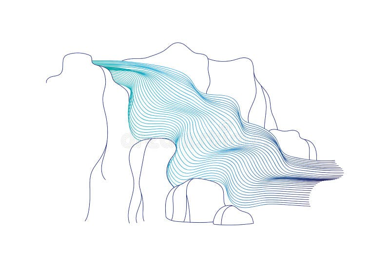 Vector Illustration of Waterfall Cascade Stock Vector - Illustration of ...
