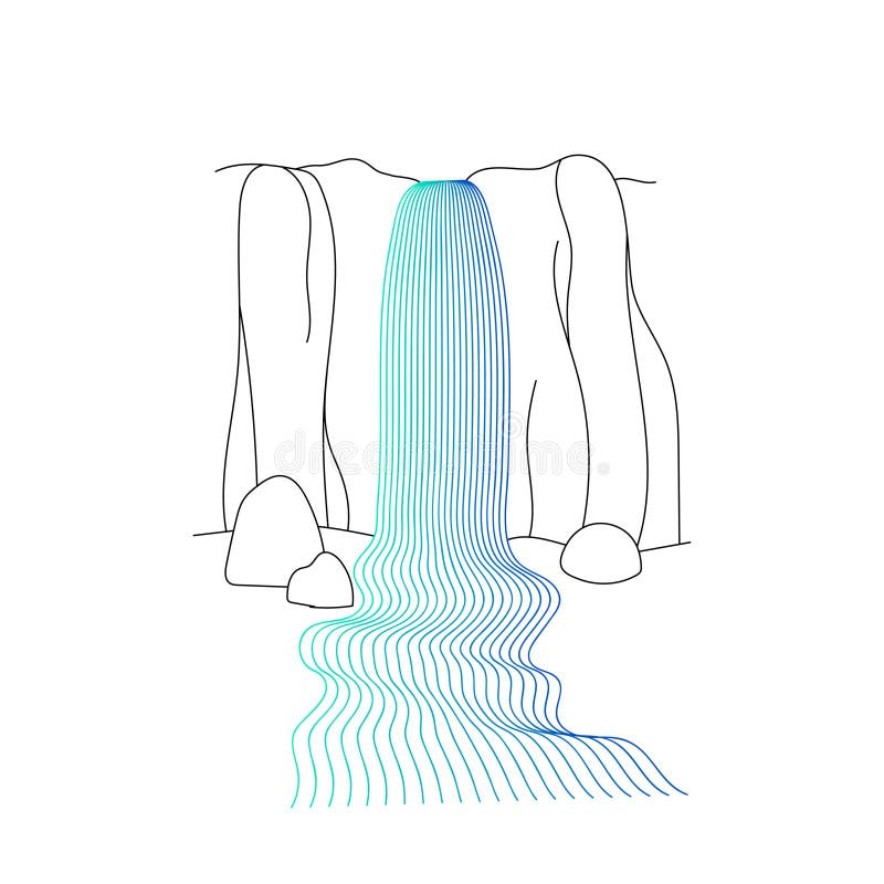 Vector Illustration of Waterfall Cascade Stock Vector - Illustration of ...