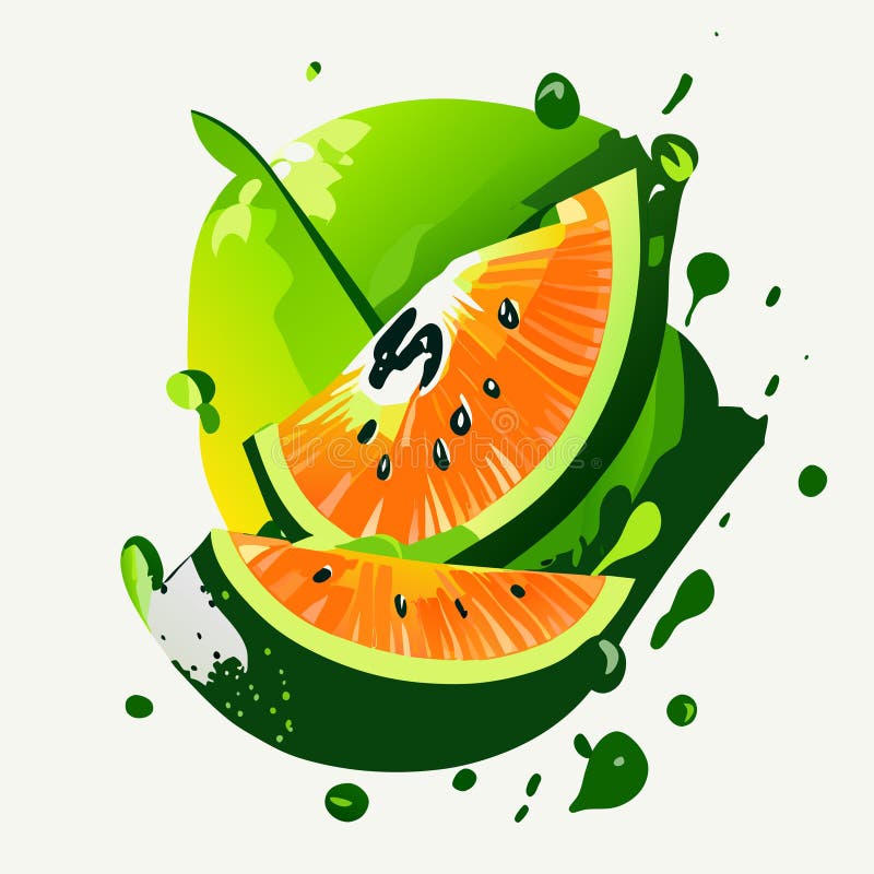 Illustration of Melon on the Dark Background with a Light Effect ...