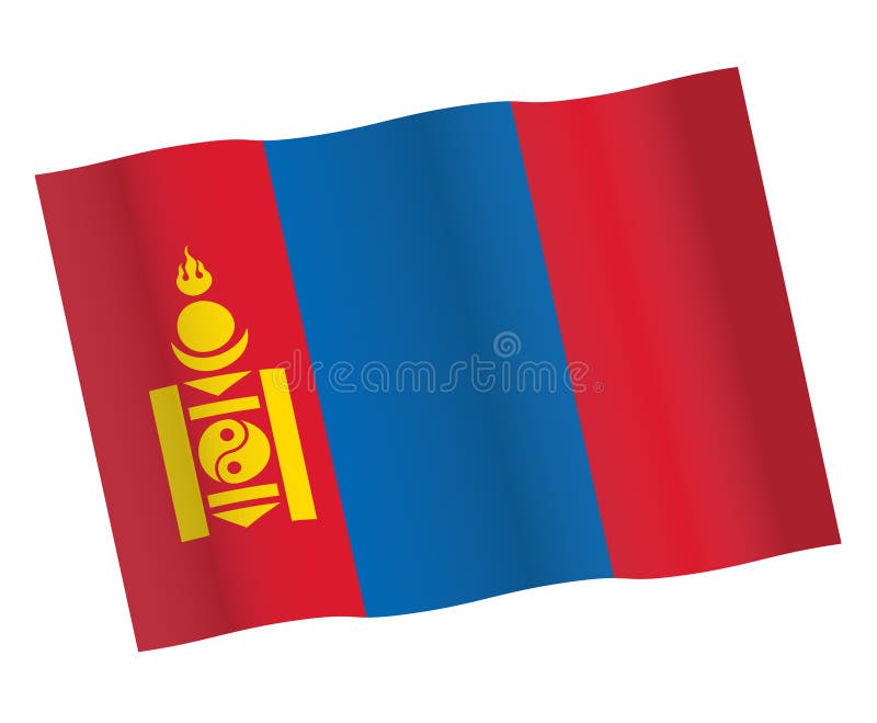 Furling Mongolia Flag Vector Illustration Stock Vector - Illustration ...