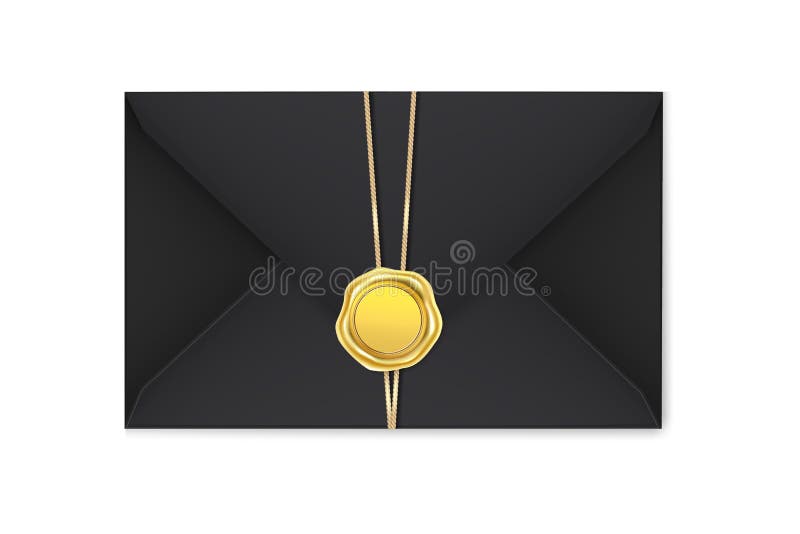 Realistic Black Envelopes with a Stamp on a Light Background. Stock ...
