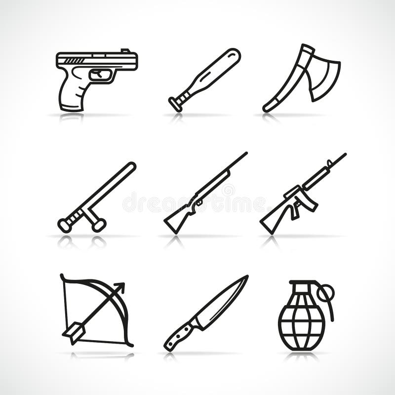 Vector Weapon Icons Design Set Stock Vector - Illustration of sign ...
