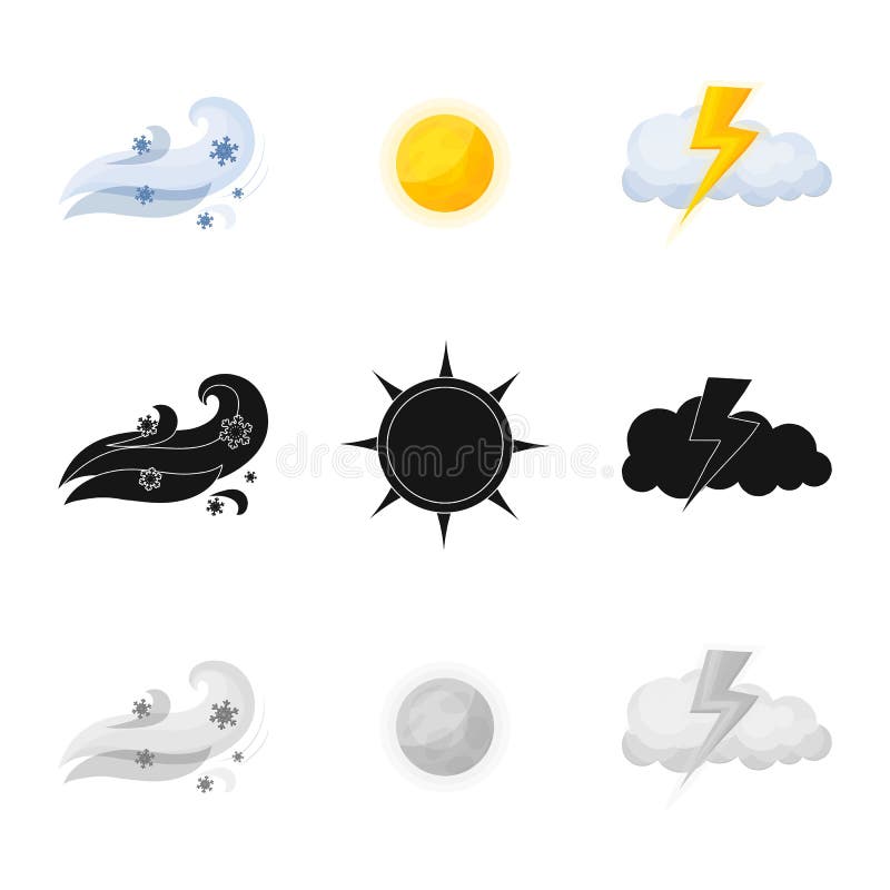 Vector Illustration of Weather and Climate Symbol. Set of Weather and ...