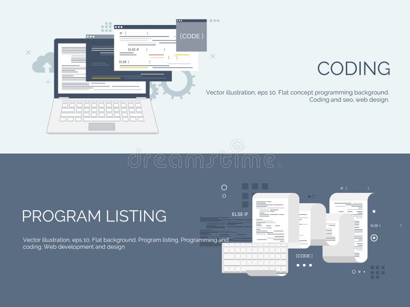 Vector Illustration Web Search Flat Computing Background Programming Coding Development