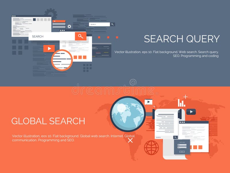Vector Illustration. Web Search. Flat Computing Background. Programming ,coding. Development ...
