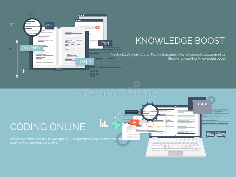 Vector Illustration. Web Search. Flat Computing Background. Programming ,coding. Development ...