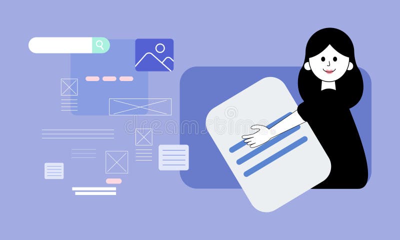 Vector Illustration of Website Designer, Content Creation and Management. Web Design and ...