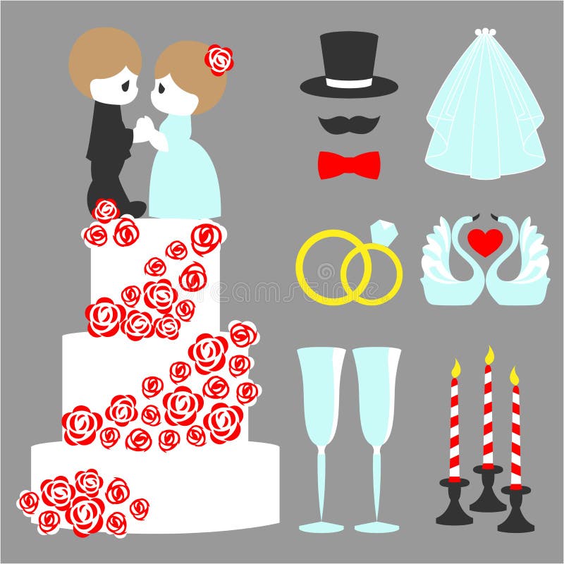 Vector Illustration of Wedding Color Symbol Set Stock Vector ...