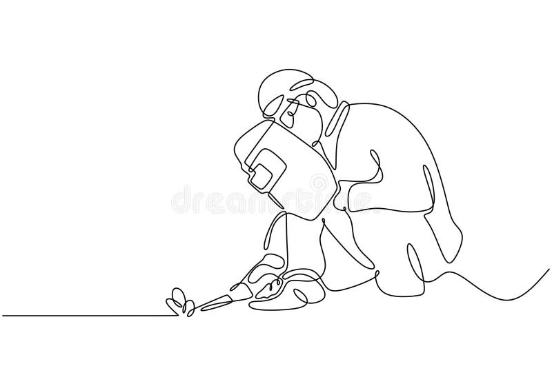 Vector Illustration of a Welder Performing Welding in a Single ...