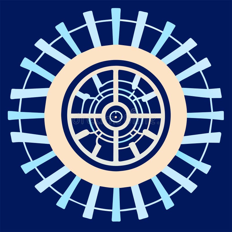Vector Illustration of a Wheel on a Dark Blue Background. the Symbol of ...