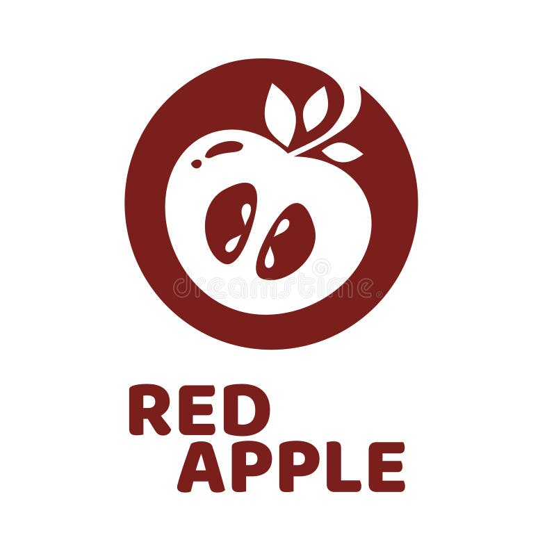 White Apple Fruit in Red Circle Logo Concept Design Vector Stock Vector ...