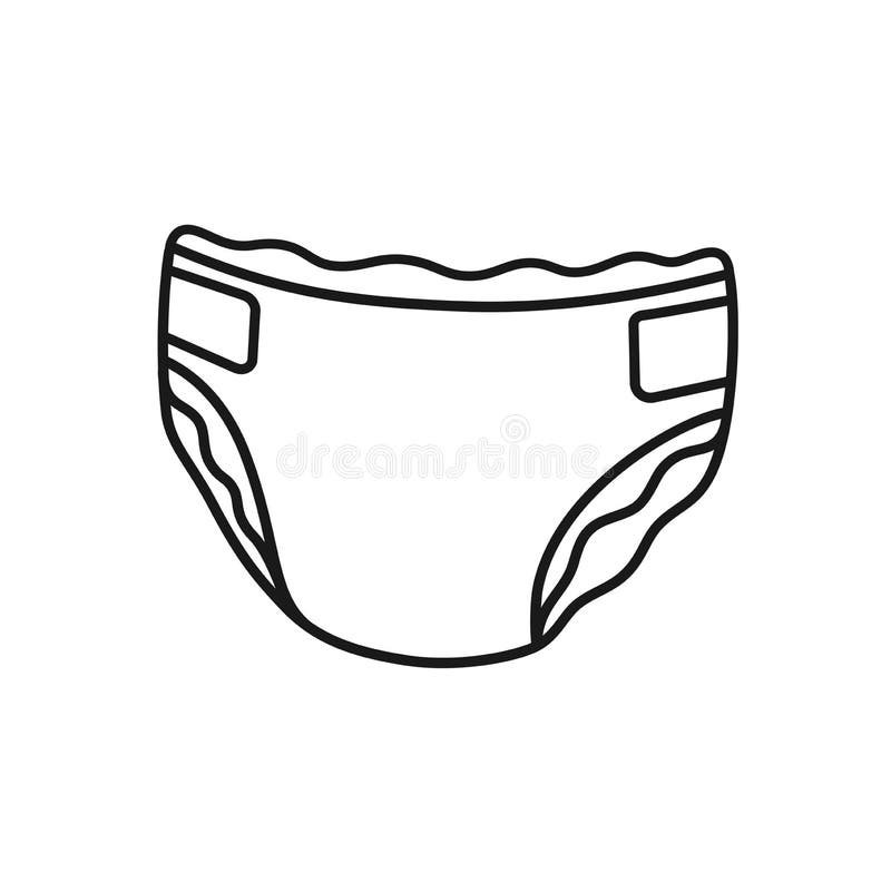 Isolated Baby Diaper Icon Black and White Stock Vector - Illustration ...