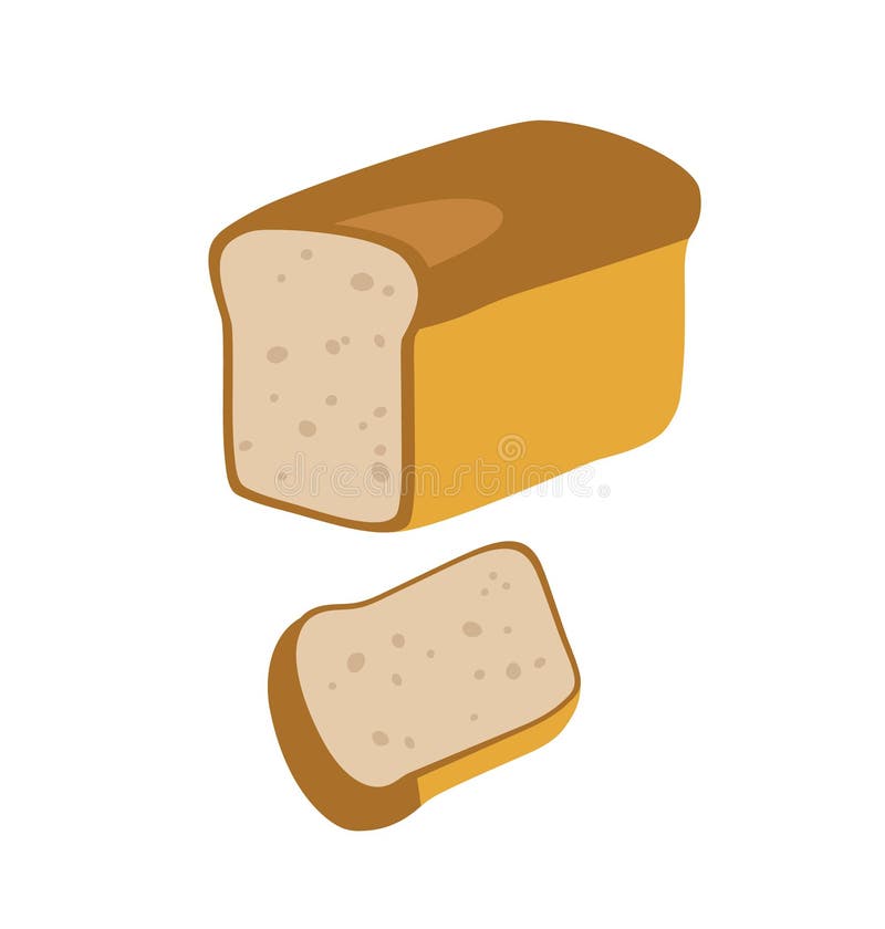 Vector Illustration of a White Bread Break and a Slice of Bread Brick ...