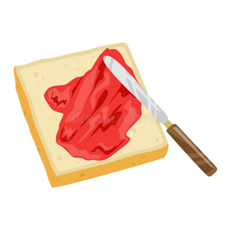 Vector Illustration of White Bread Smeared with Fresh Strawberry Jam ...