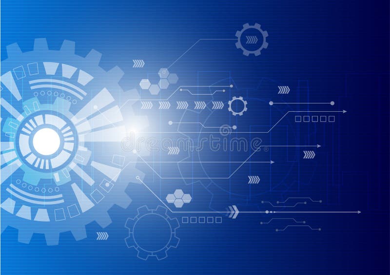 Illustration White Gear Wheel on Circuit Board, Hi-tech Digital Stock ...