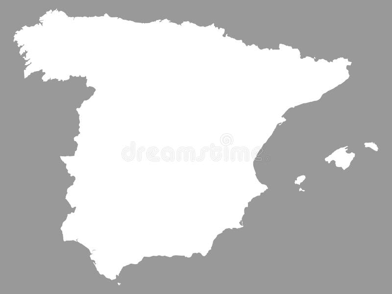 White Map of Spain on Gray Background Stock Vector - Illustration of ...