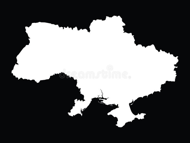 Outline Map of Ukraine on Black Background Stock Vector - Illustration ...