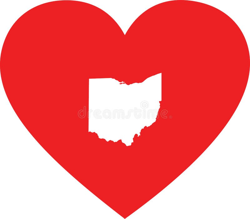 White Map of US Federal State of Ohio Stock Illustration - Illustration ...