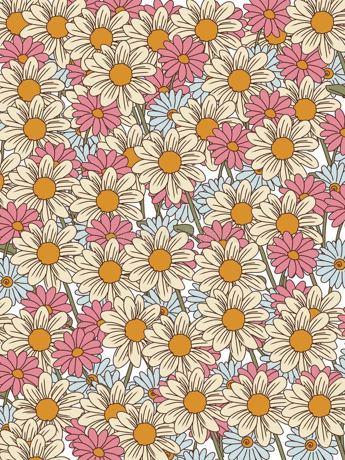 Vector Illustration of White, Pink, and Blue Flower Background Stock ...