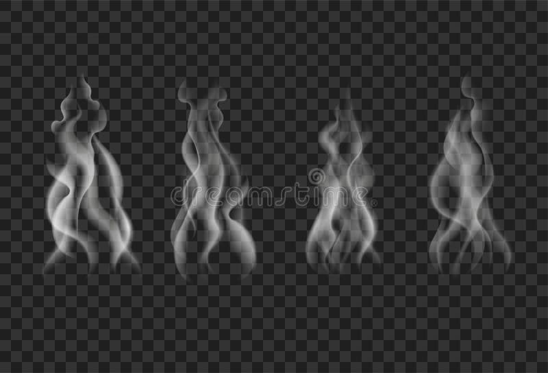 Pack of Realistic Smoke Isolated on Transparent Backdrop. Stock Vector ...