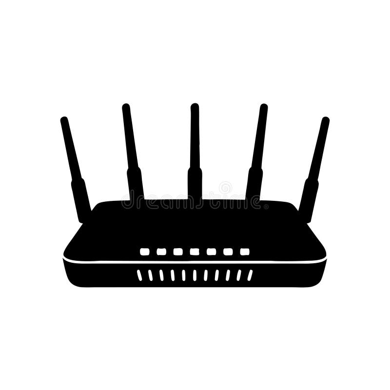 Vector Illustration WiFi Router Silhouette with Antennas for Network ...