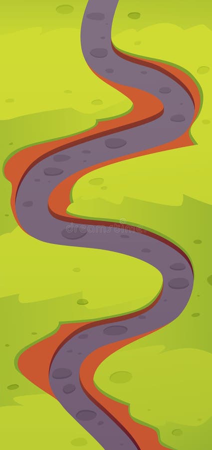 Vector Illustration of a Winding Road among Green Meadows. Level Map ...