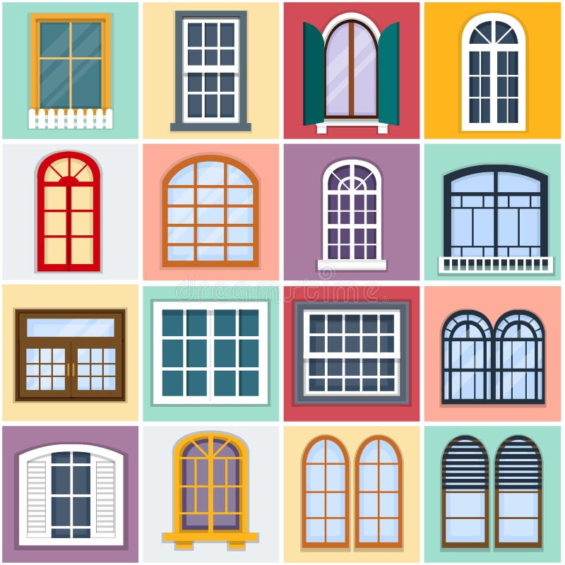 Vector Illustration of Windows Set. Stock Vector - Illustration of cute ...