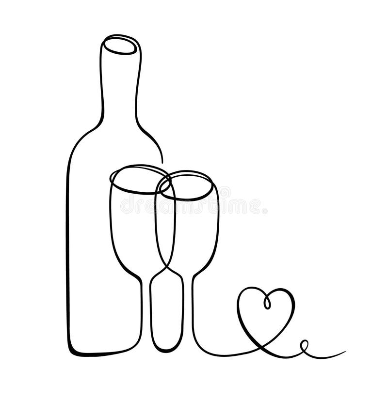Continuous Line Vector Wine Bottle Stock Illustrations 684 Continuous