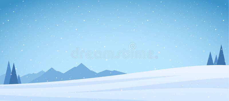 Vector Illustration: Winter Snowy Mountains Landscape with Pines and ...
