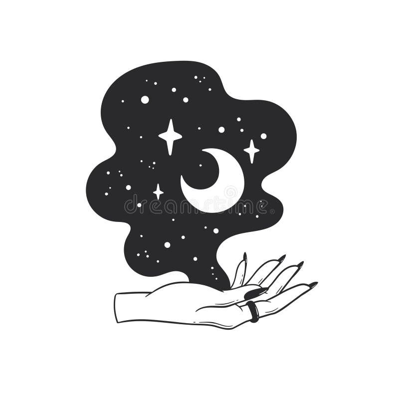 Vector Illustration of a Witch S Hand with Magic Smoke. a Sticker with ...