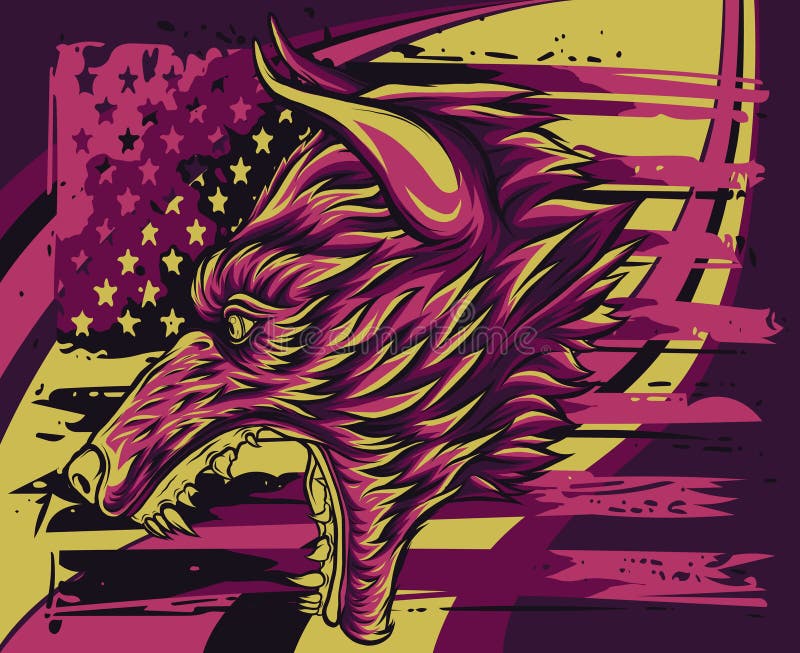 Vector Illustration of Wolf Head with Amrican Flag Stock Vector ...